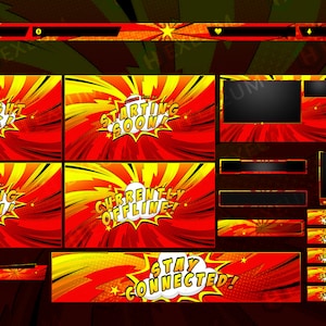 Comic Book Twitch Overlay Package for Obs/superhero/red/yellow/marvel ...