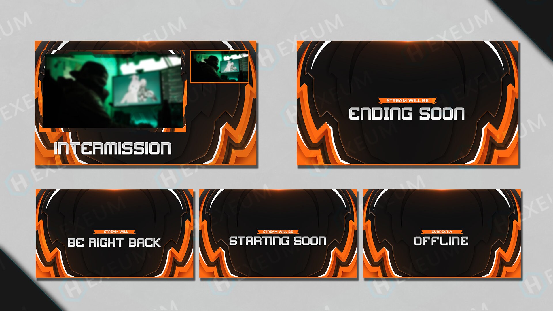 Orange Animated Twitch Overlay Package : Webcam Screens | Etsy