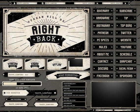 Vintage Old Animated Stream Overlay Package - Etsy