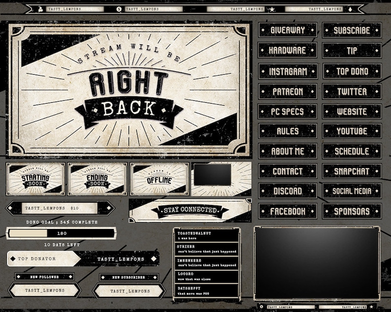 Vintage Old Animated Stream Overlay Package - Etsy