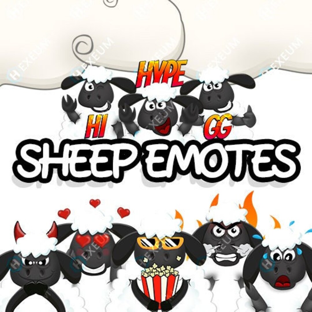 Sheep Emotes | Cute Custom Twitch Emotes Pack - Etsy