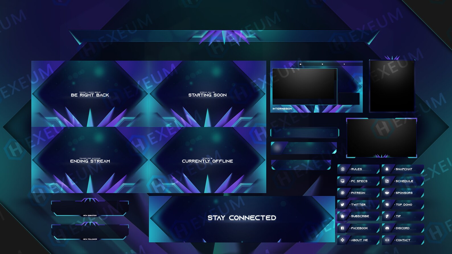 Vibrant Blue & Purple Animated Twitch Overlay Package : | Etsy