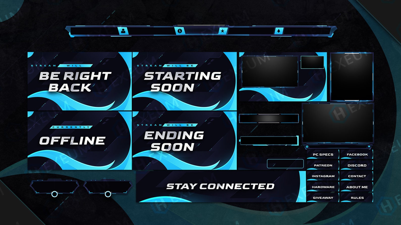 Clean Blue Twitch Overlay Package : Webcam Screens Panels | Etsy