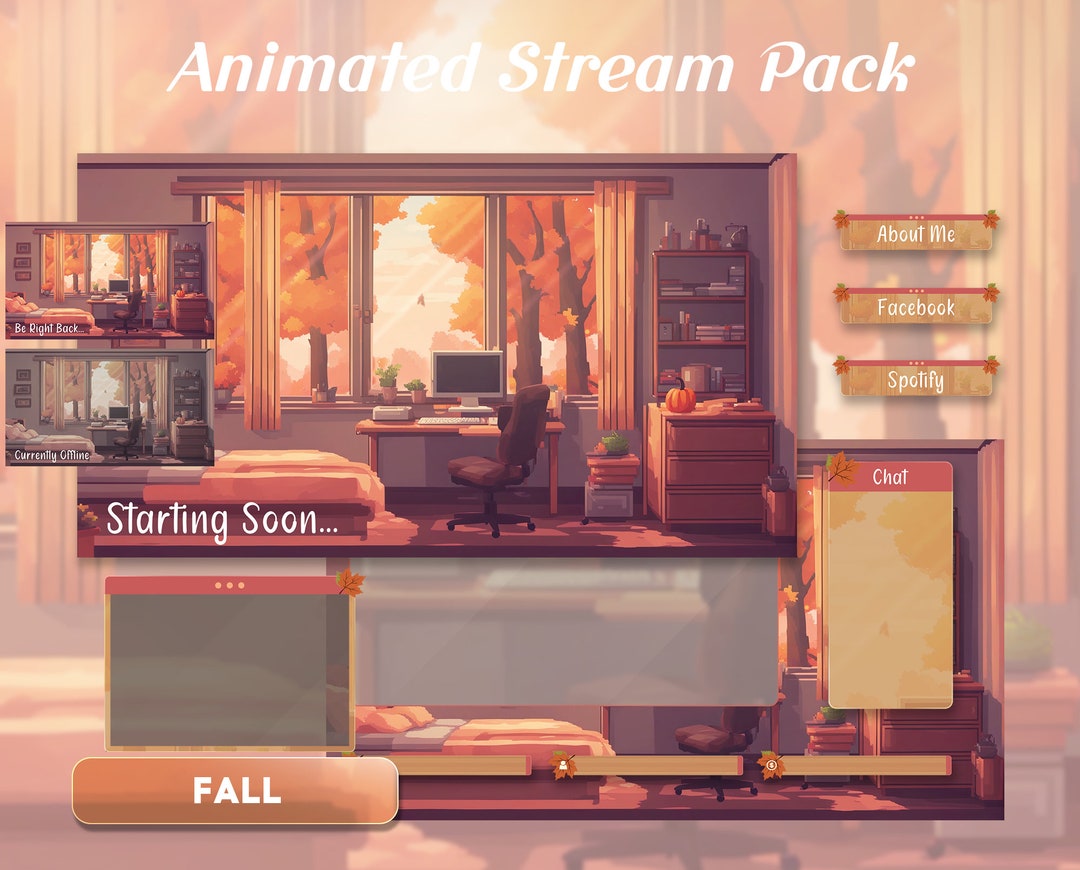 Cozy Autumn Stream Package/transition/stream Overlay/twitch Set/fall ...