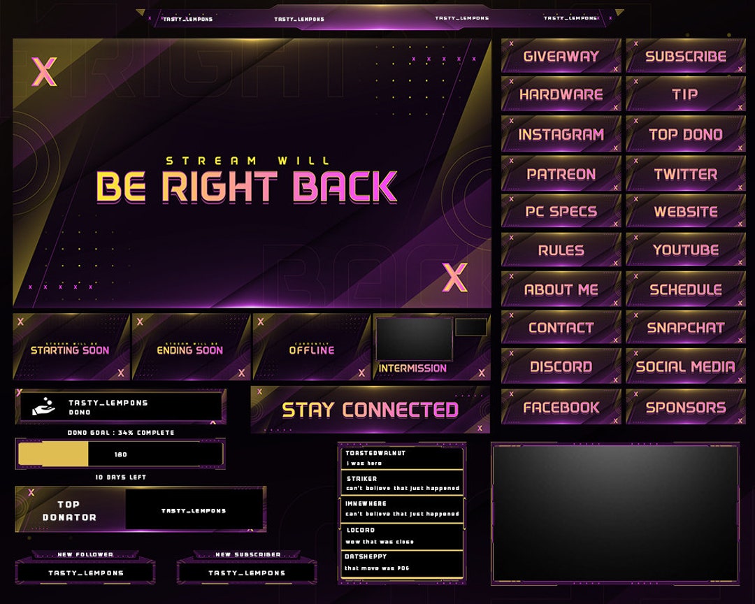 Multicolored Twitch Overlay Package : Webcam, Screens, Panels, Alerts ...