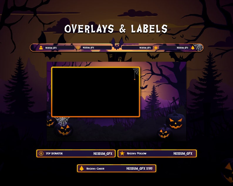 Halloween Twitch Overlay Package for Obs/spooky/purple/orange/creepy ...