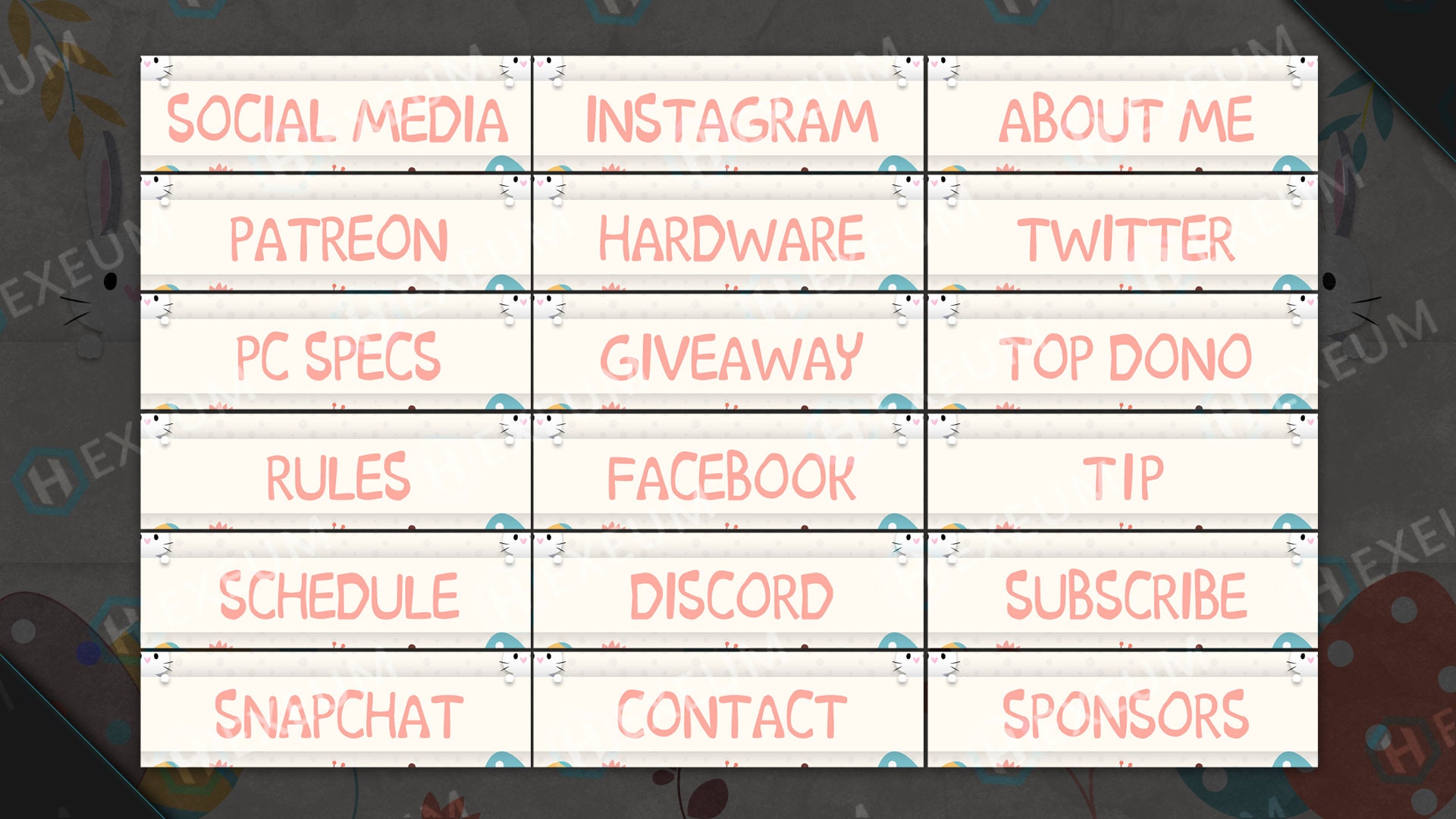 Cute Easter Bunny Twitch Overlay Package : Webcam, Screens, Panels ...