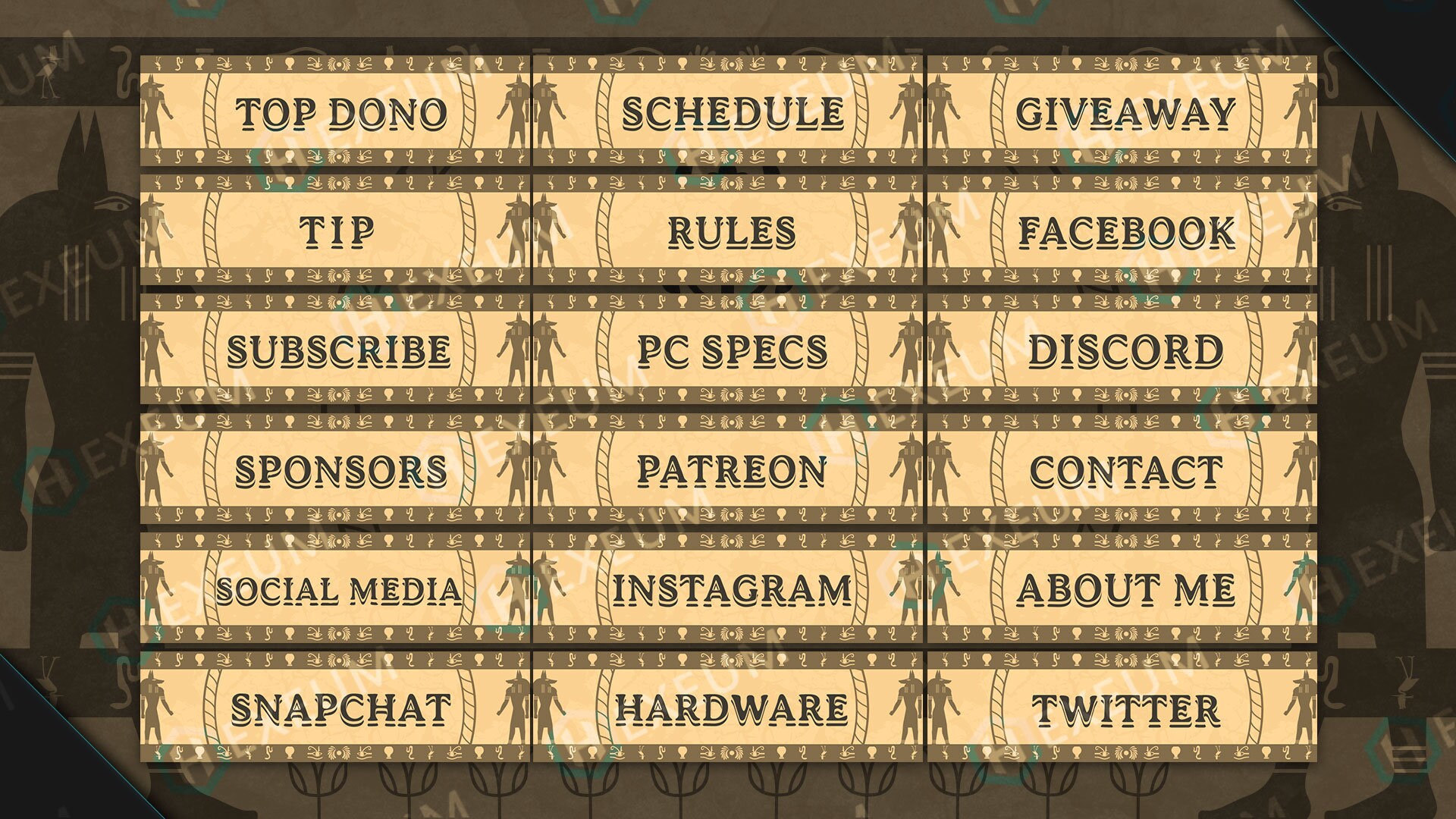 Ancient Egypt Twitch Overlay Package for Obs/aesthetic/fantasy/vtuber ...