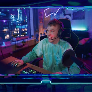 Neon Lofi Arcade | Animated Twitch Overlay : Webcam, Screens, Panels ...