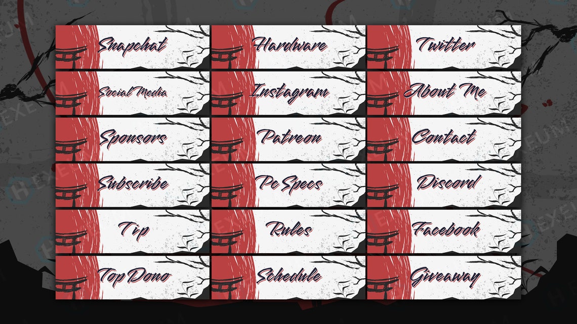 White and Red Japanese Samurai Animated OBS Overlay Package - Etsy