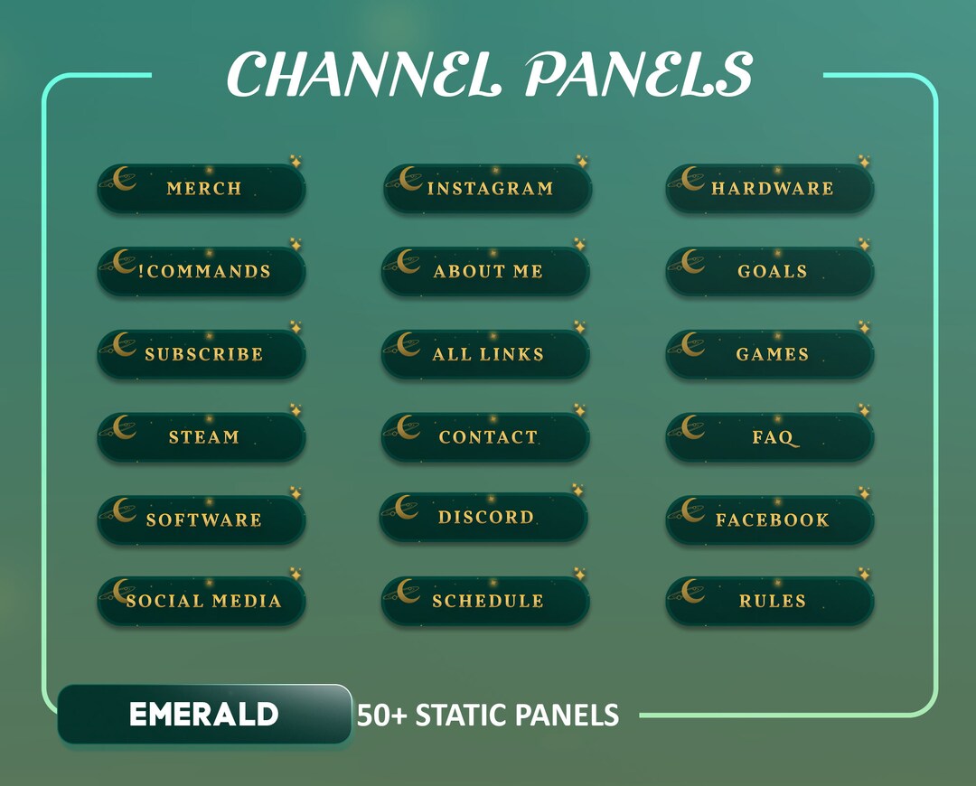 Celestial Deep Emerald Green Twitch Panels - Etsy