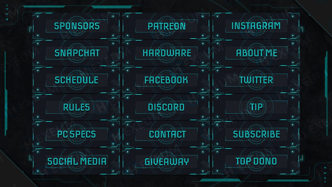 Futuristic Twitch Overlay Package for Obs/cyber/neon/blue/ui/tech/teal ...