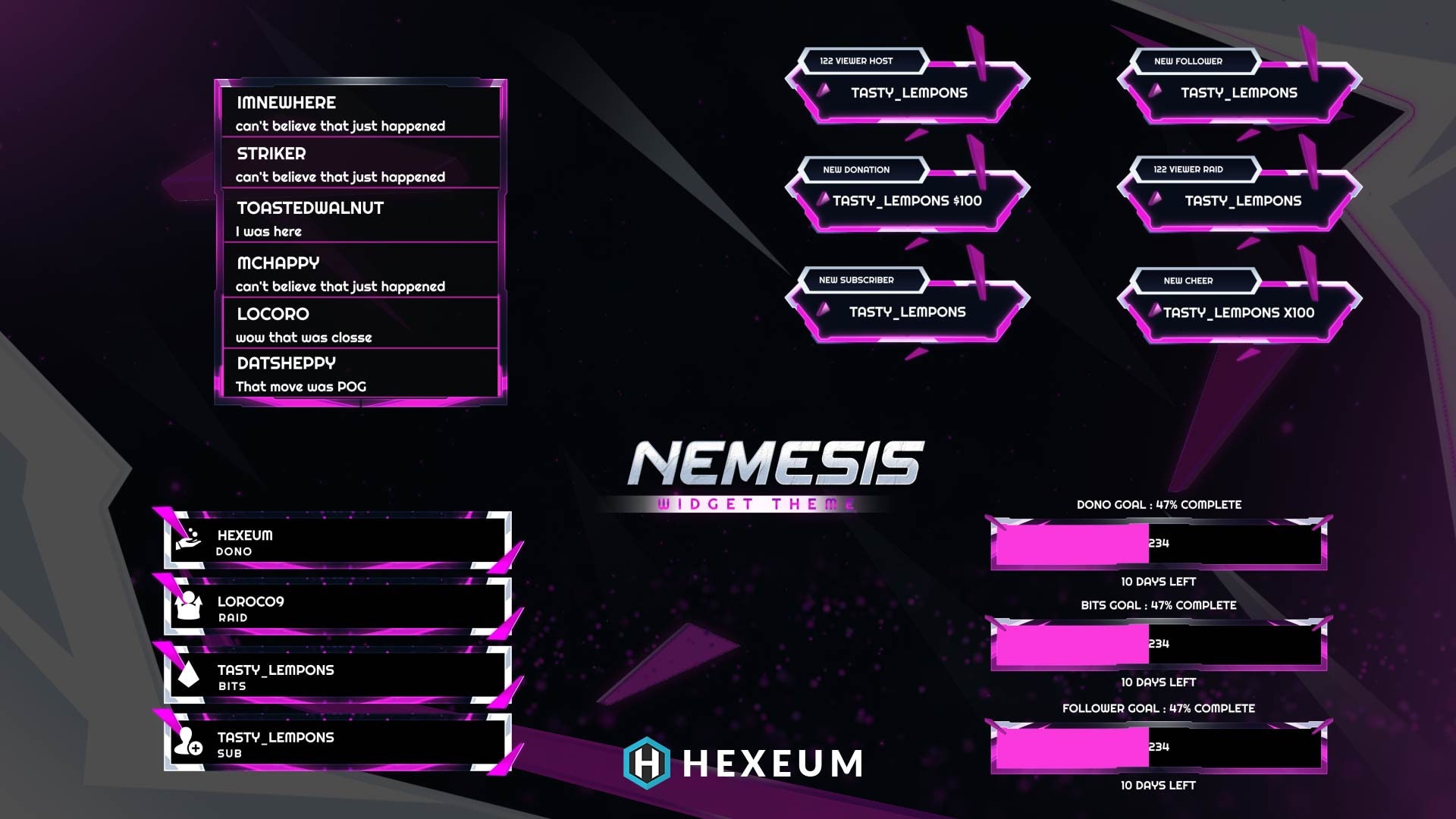 Neon Pink Twitch Overlay Package/3d/black/white/sharp/clean/particles ...