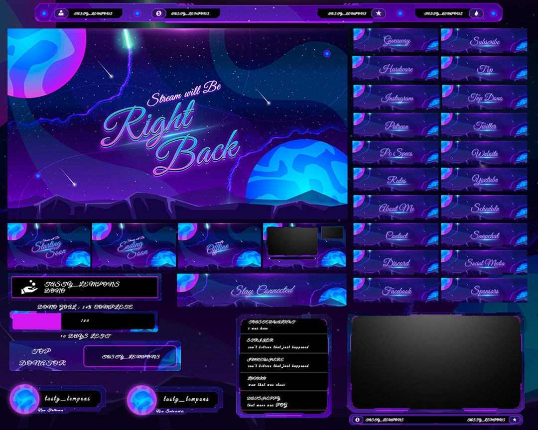 Neon Space Animated Stream Overlay Package for OBS and Streamlabs - Etsy UK