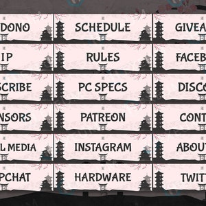 Pink Japanese Twitch Overlay Package for Obs/sakura/dojo/pagoda/calm ...