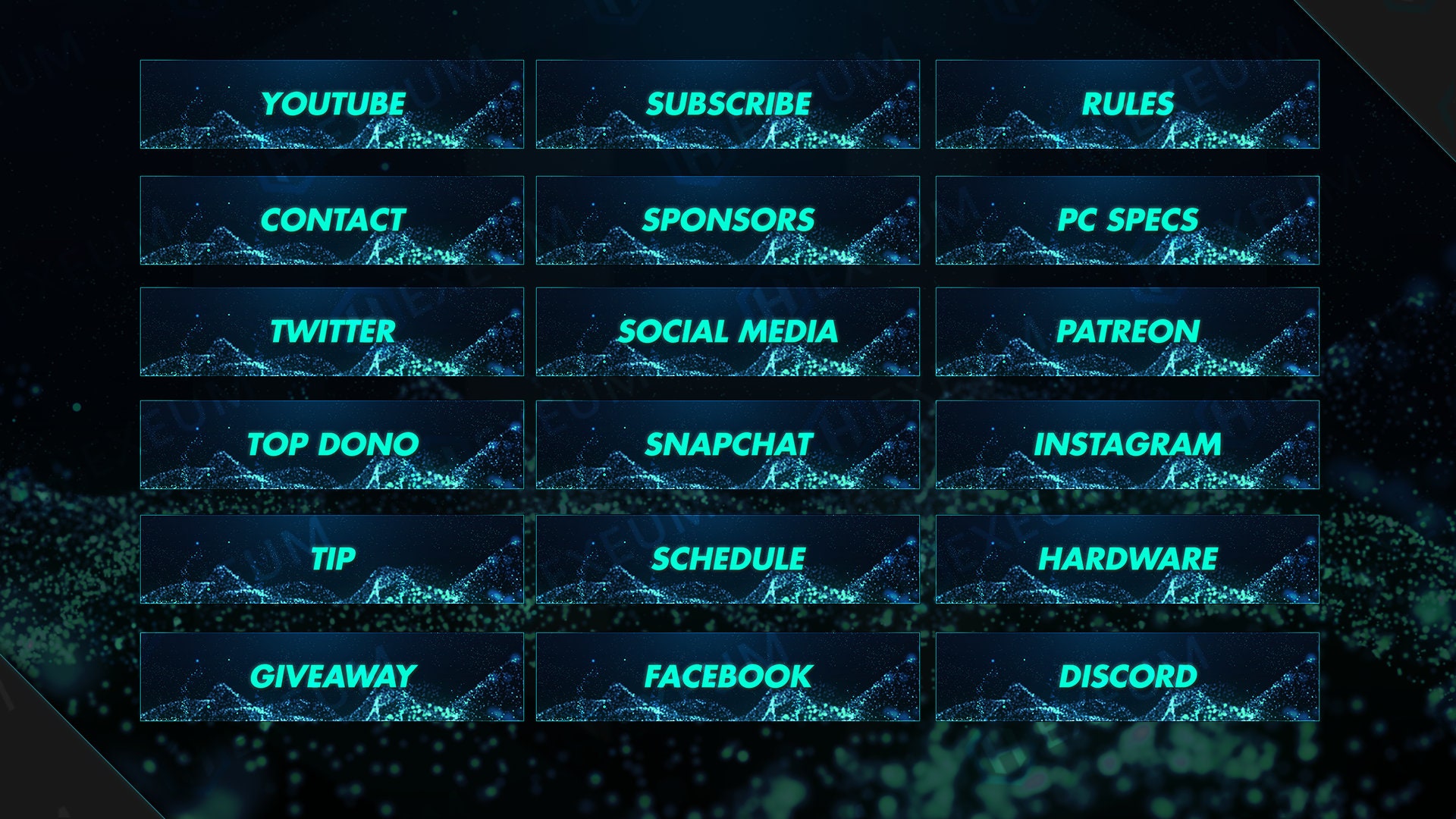 Neon Blue Animated Twitch Overlay Package: Stream Screens, Alerts, and ...