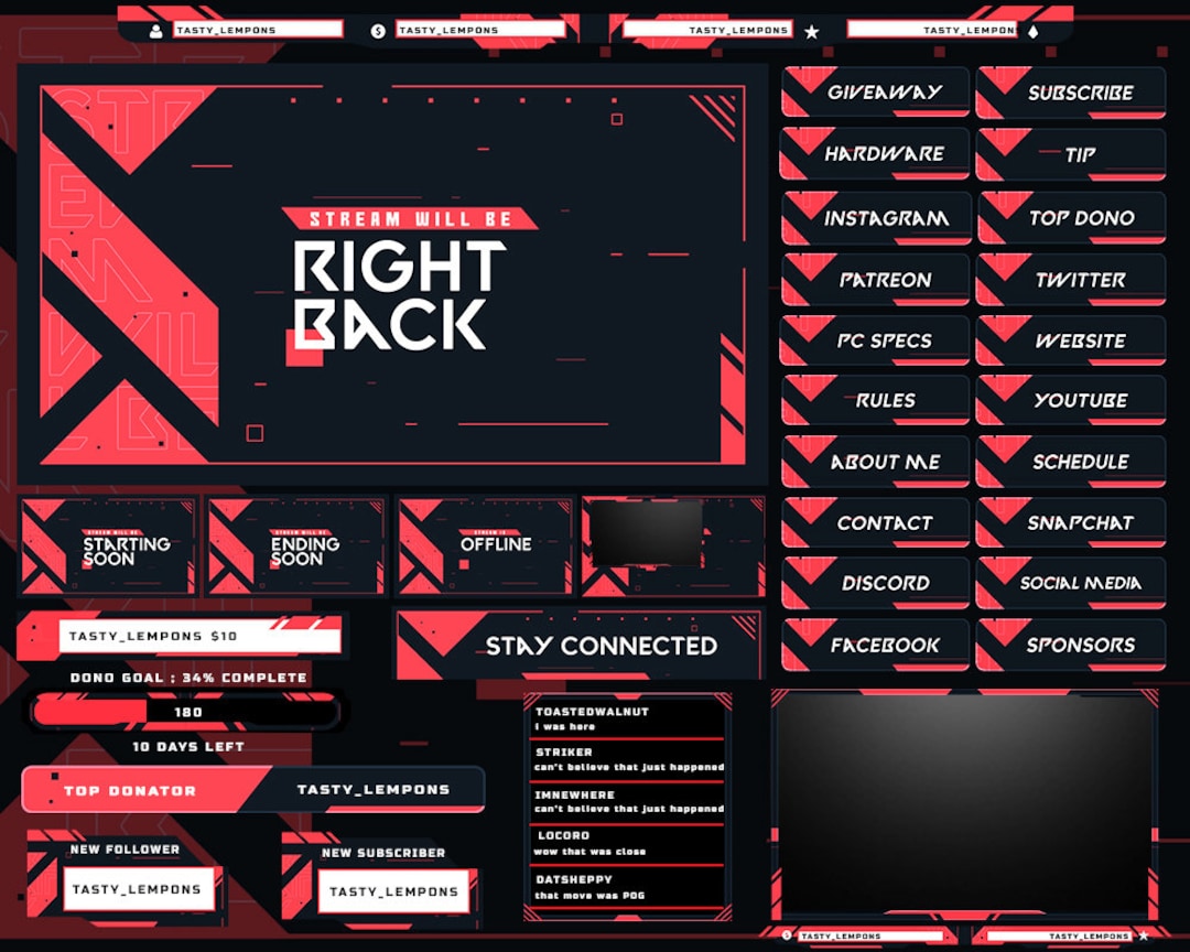 Valorant Twitch Overlay Package for Obs/esports/red/webcam/screens ...