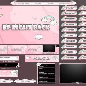 Cute Animated Twitch Overlay, Webcam, Screens, Panels, Alerts ...