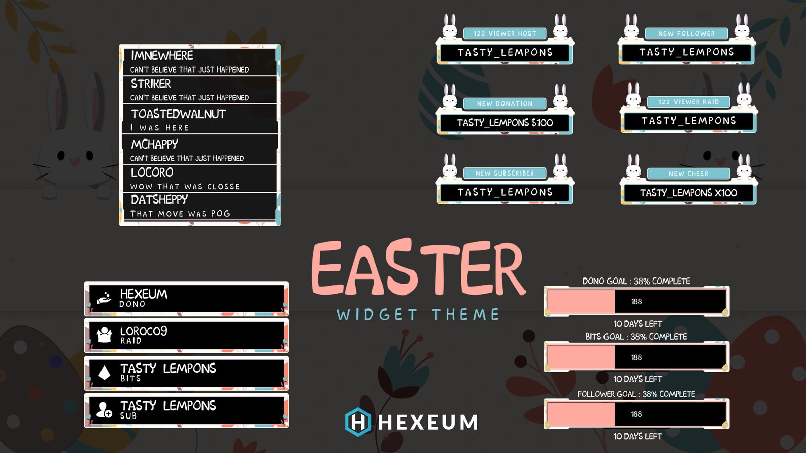 Cute Easter Bunny Twitch Overlay Package : Webcam, Screens, Panels ...