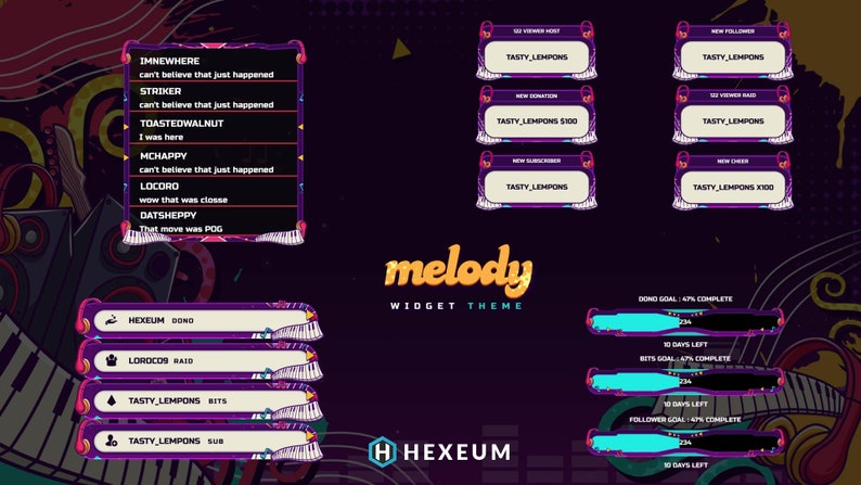 Purple Music Animated Twitch Overlay Package : Webcam, Screens, Panels ...