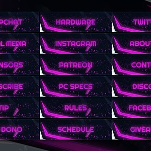 Neon Pink Twitch Overlay Package/3d/black/white/sharp/clean/particles ...