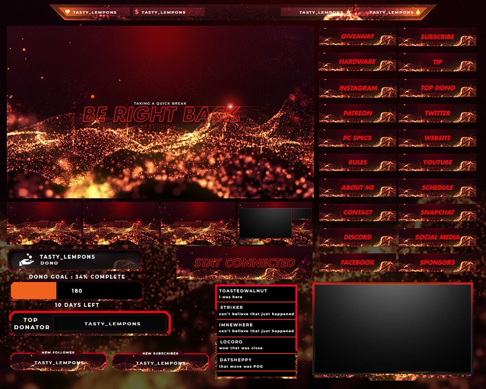 Glowing Elden Ring Twitch Overlay Package for Obs/magical/particles/red ...