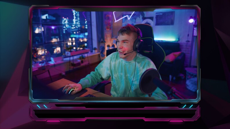 Neon Pink and Blue Twitch Overlay Package for Obs/3d/glowing/minimal ...