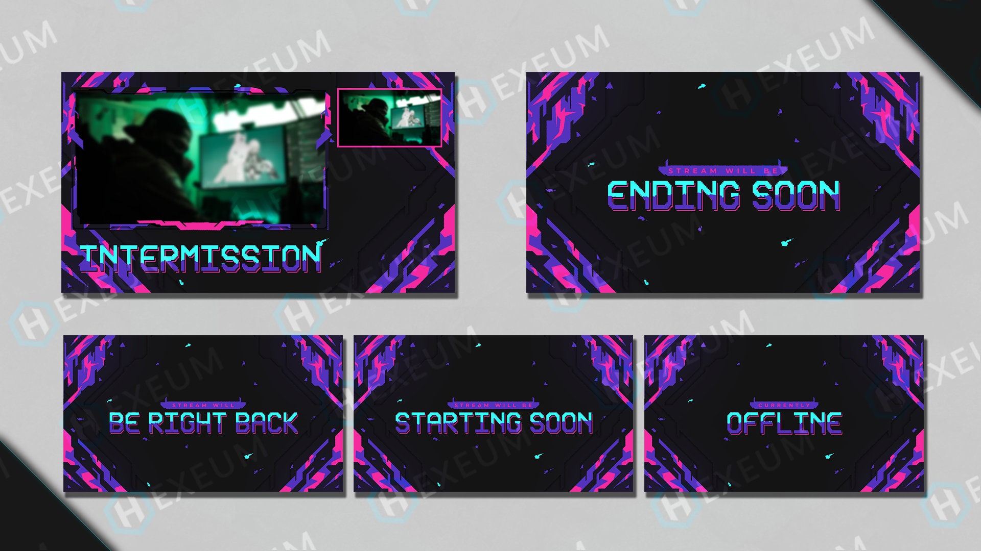 Retro Pixel Animated Twitch Overlay Package : Webcam, Screens, Panels ...