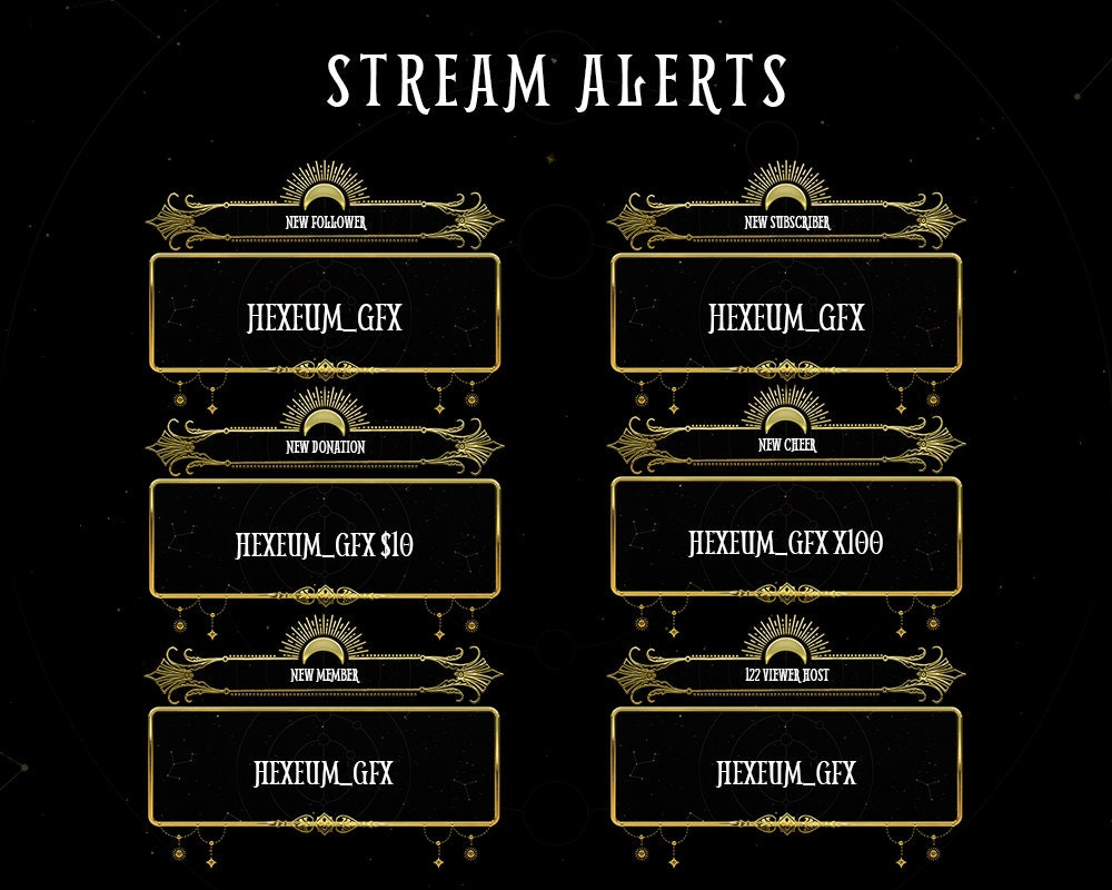 Gold Celestial Stream Widgets for Streamlabs, Streamelements & OBS ...