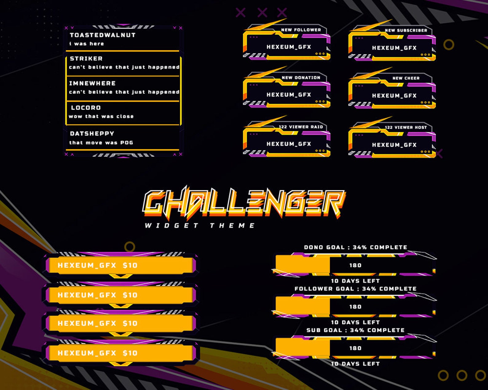 Purple and Yellow Streamlabs Widgets Streamelement Widgets Twitch ...