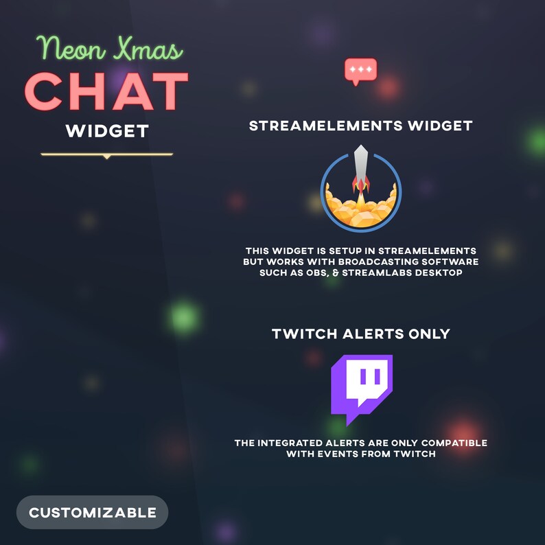 Neon Christmas Chat Widget: Customizable Twitch Stream Alerts - Etsy