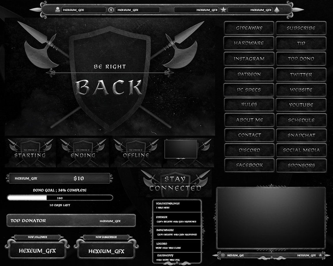 Medieval Twitch Overlay Package for Obs/skyrim/dark Souls/ancient/rpg ...