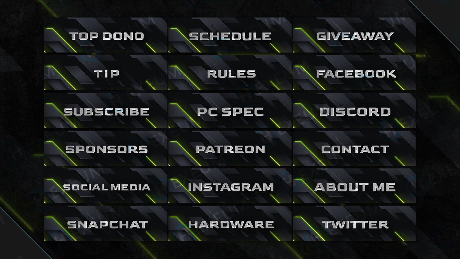 Neon Green Twitch Overlay Package : Webcam, Screens, Panels, Alerts ...