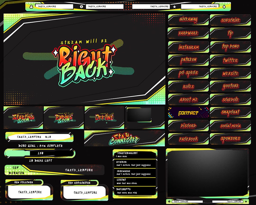 Graffiti Animated Stream Overlay Package : Webcam, Screens, Panels ...