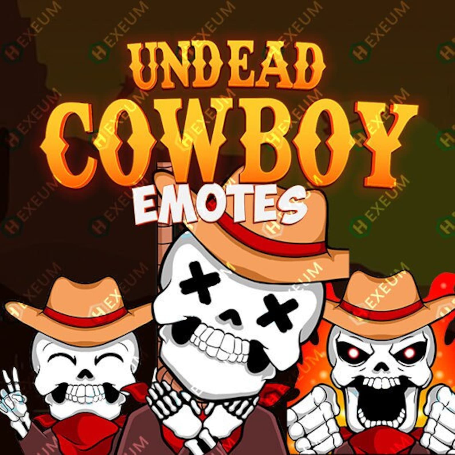 Undead Cowboy Emotes | Skeleton Custom Twitch Emotes Pack - Etsy