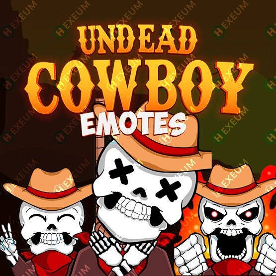 Undead Cowboy Emotes | Skeleton Custom Twitch Emotes Pack - Etsy