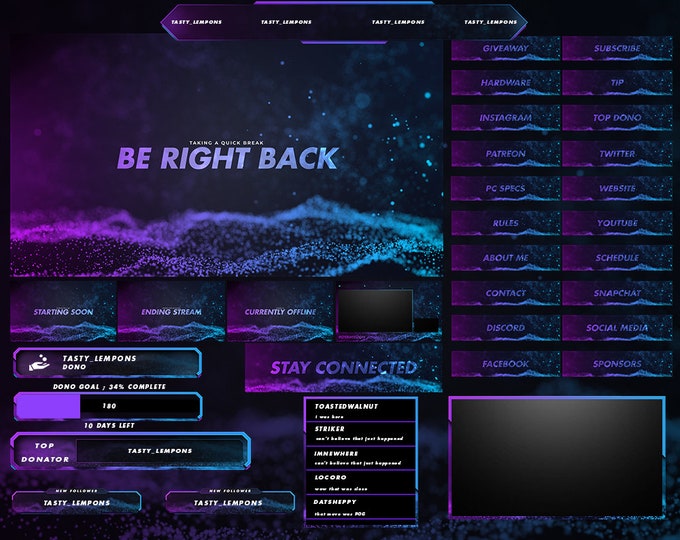 Neon Space Animated Stream Overlay Package for OBS and Streamlabs ...