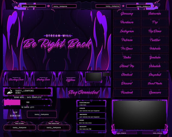 Purple Fiery Animated Stream Package : Webcam Screens - Etsy