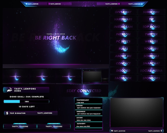 Neon Space Animated Stream Overlay Package for OBS and Streamlabs ...