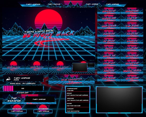 Synthwave 80's Retro Animated Twitch Overlay Package : - Etsy