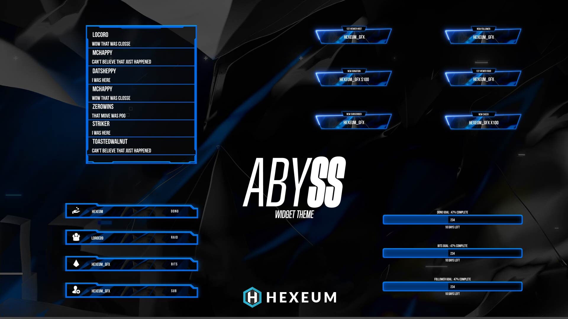 Blue Twitch Overlay Package for Obs/dark/mininmal/panels/webcam/esports ...