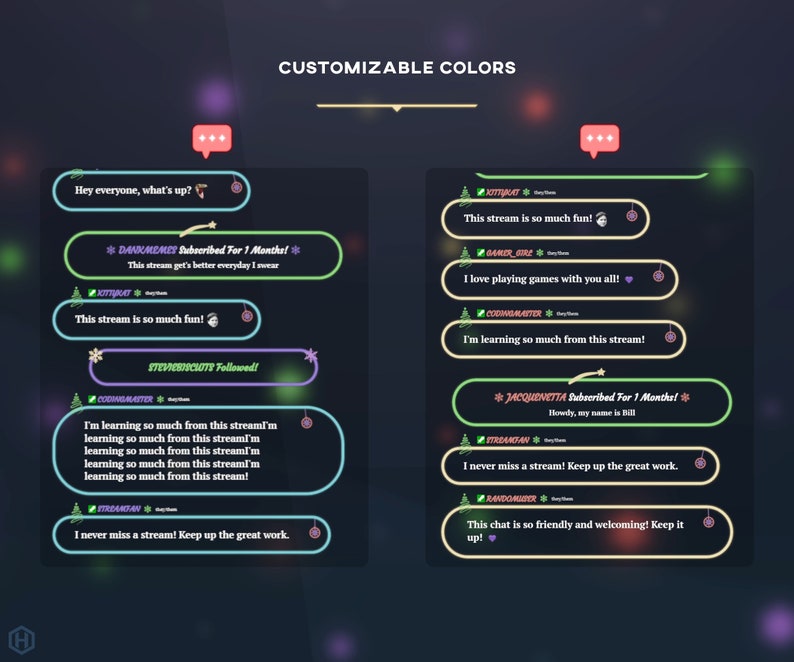 Neon Christmas Chat Widget With Alerts Fully Customizable Custom Chat ...