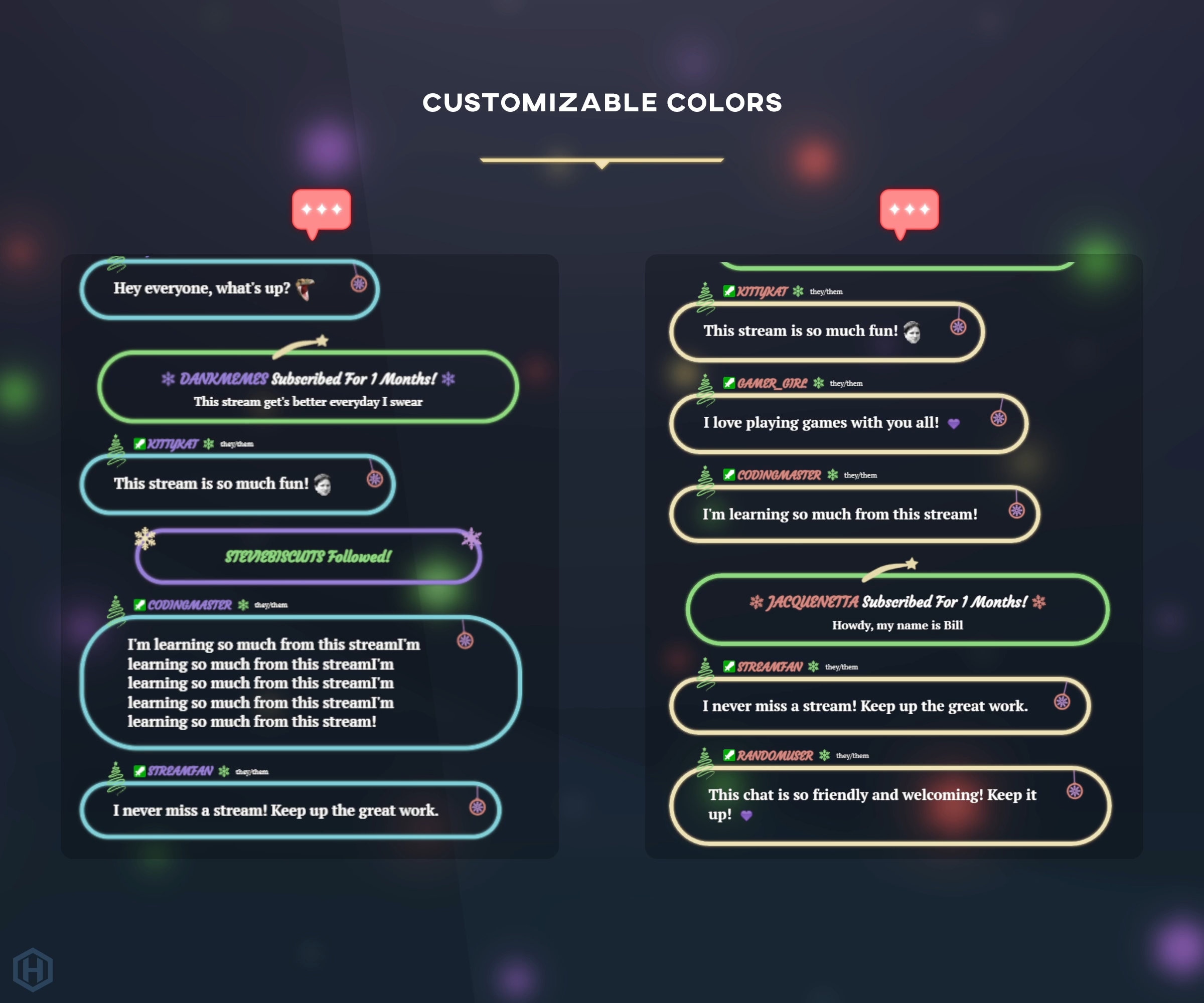 Neon Christmas Chat Widget With Alerts Fully Customizable Custom Chat With Integrated Alerts for ...