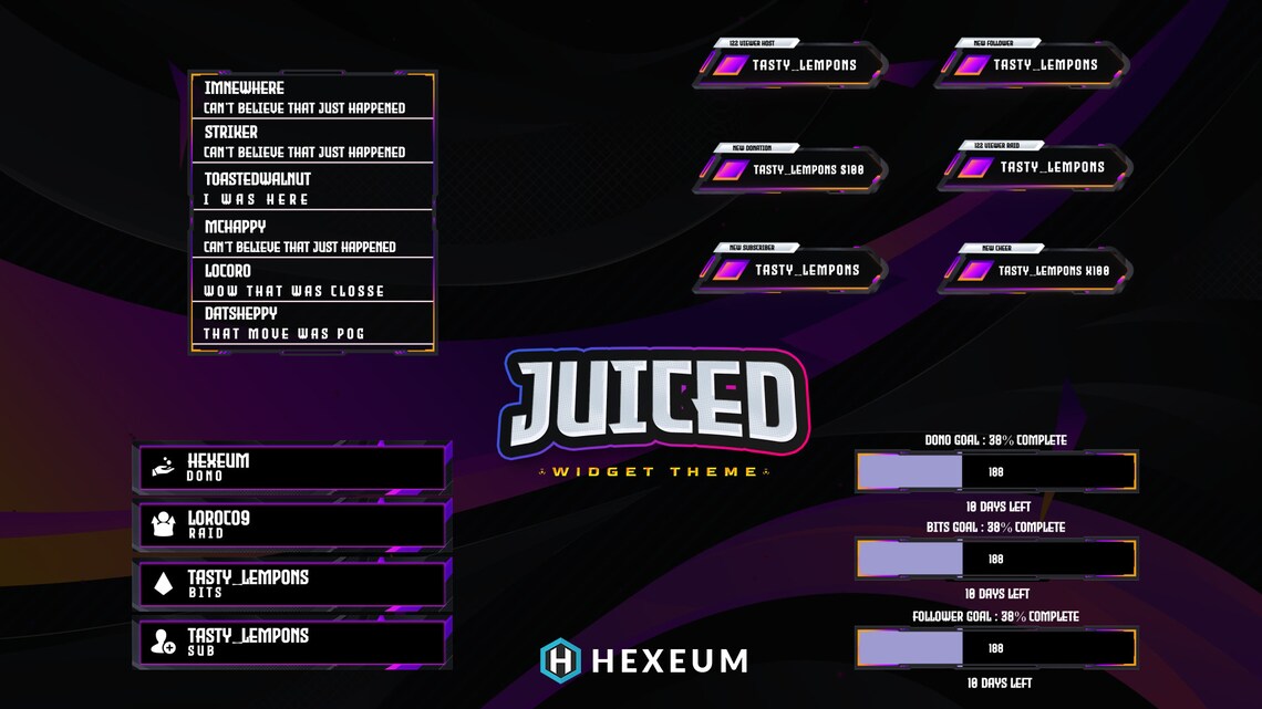 Purple and Orange Twitch Overlay Package : Webcam, Screens, Panels ...