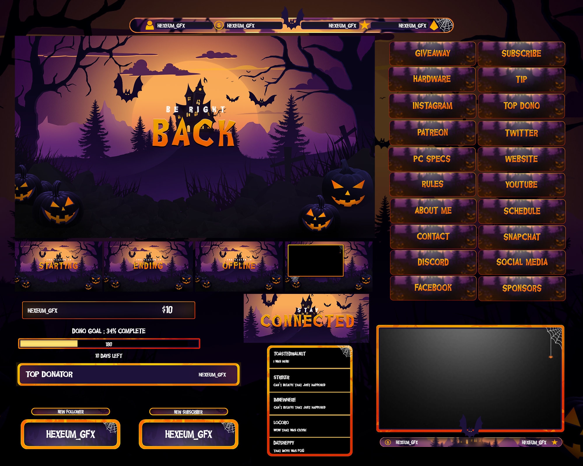 Halloween Twitch Overlay Package for Obs/spooky/purple/orange/creepy ...