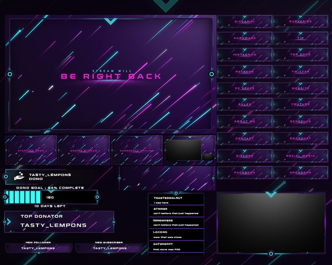 Galaxy Twitch Overlay Package for Obs/space/stars/neon/cosmic/celestial ...