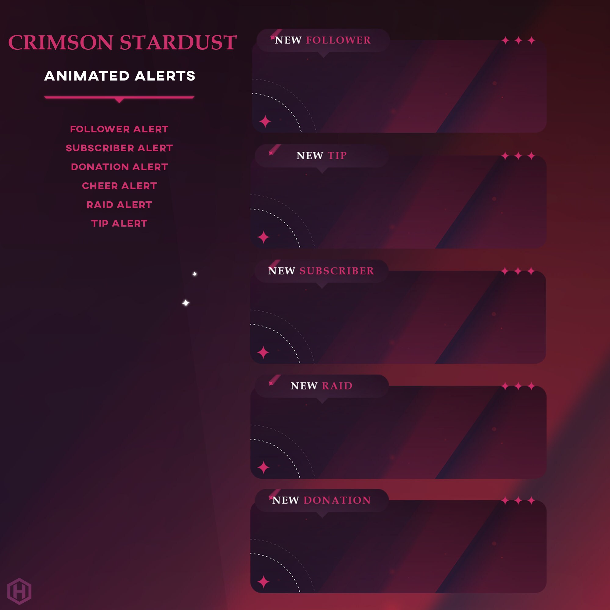 Crimson Red Animated Alert Package Twitch/dark Red/twitch - Etsy