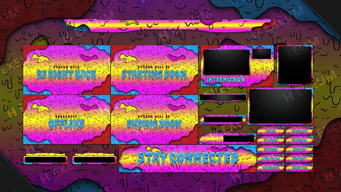 Multicolored Trippy Twitch Overlay Package : Webcam Screens | Etsy