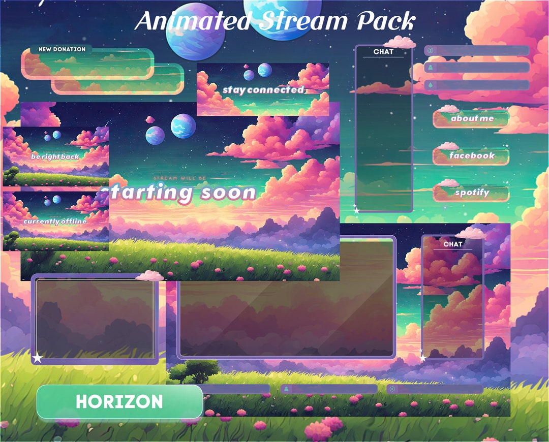 Vibrant Twitch Overlay Package for Obs/vtuber/animated/space/bubblegum ...