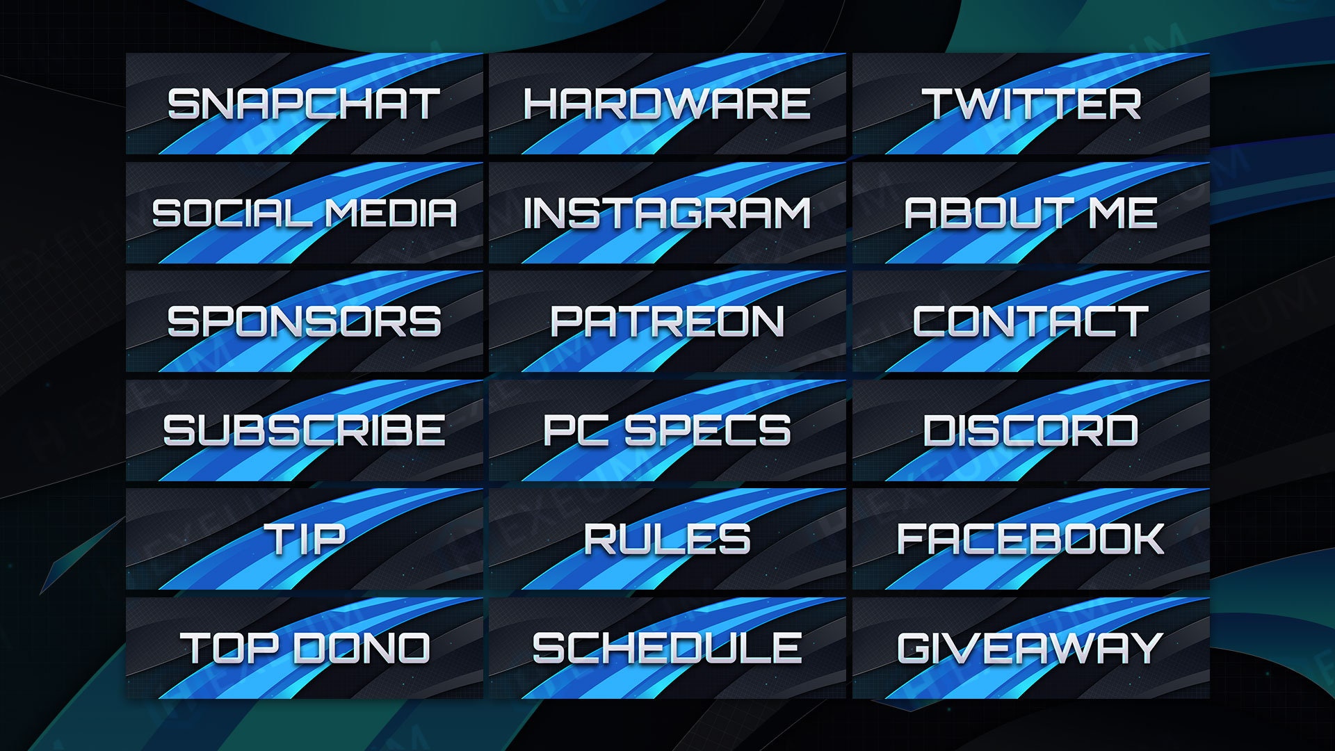 Animated Blue OBS Twitch Stream Overlay Package : Webcam, Screens ...